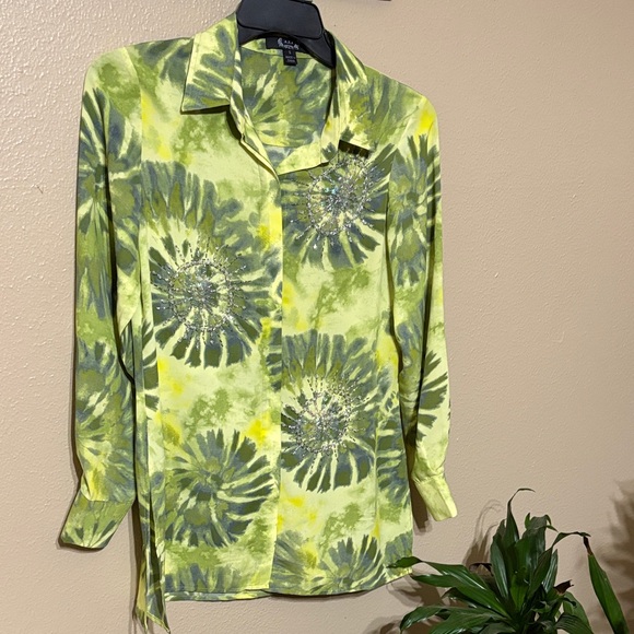 A.Z.I | Tops | Azi Womens Tiedye Button Down Shirt | Poshmark